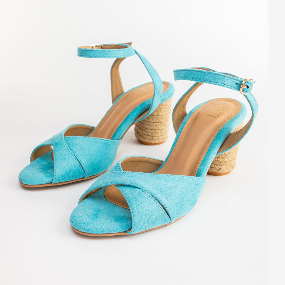 Blue Block Heels with Ankle Loop – Dibofashion